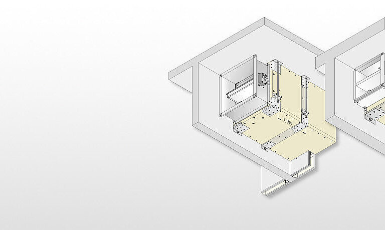 Easy installation for ventilation ducts with cladding on 2 or 3 sides